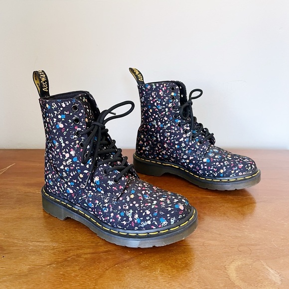 Dr. Martens | Shoes | Dr Martens Page Courtney Boots Black Floral Print ...